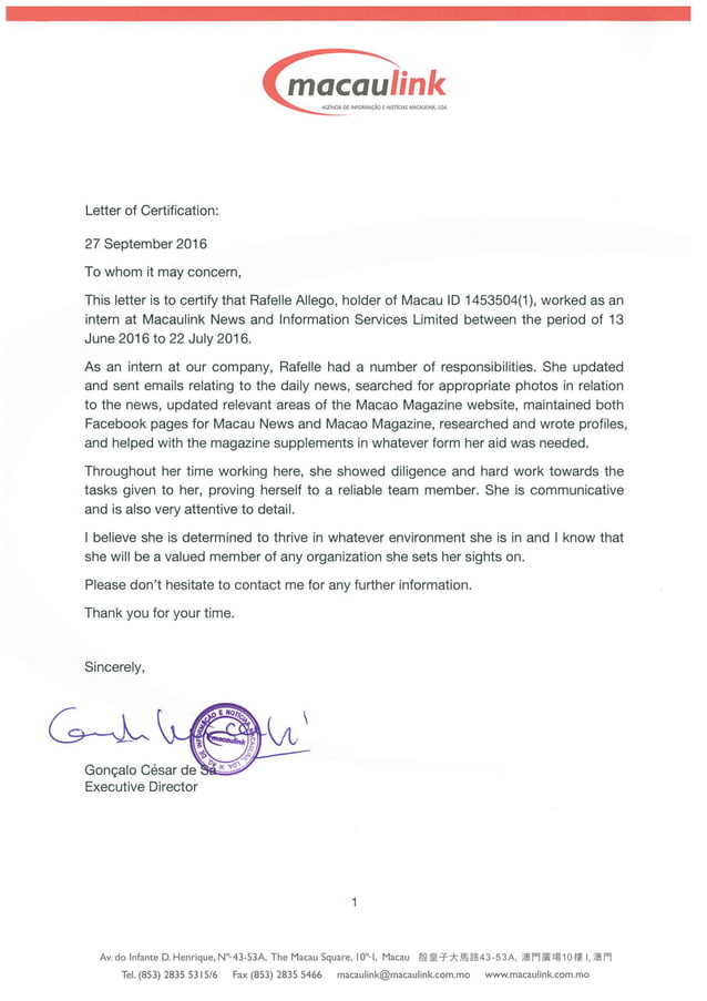 Macaulink Reference Letter | PDF