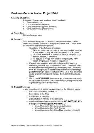 Bus Comm Project Brief | PDF