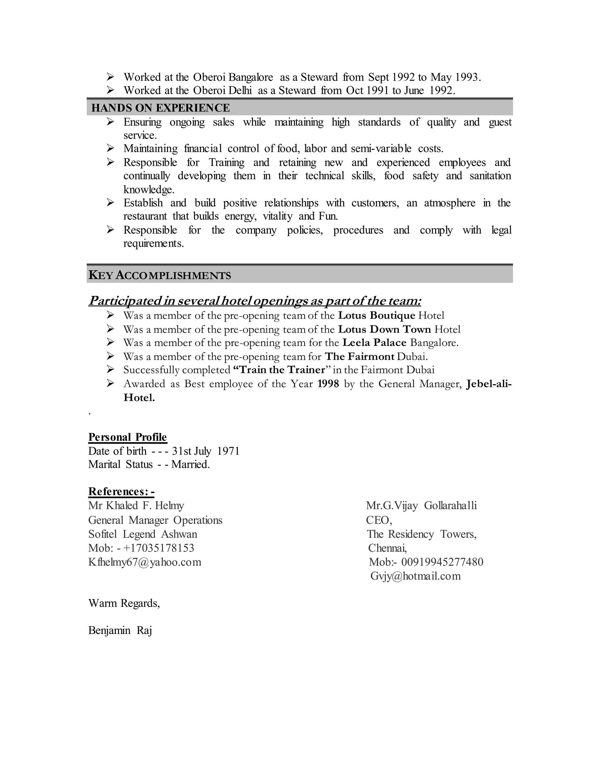 BENJAMIN RESUME | PDF