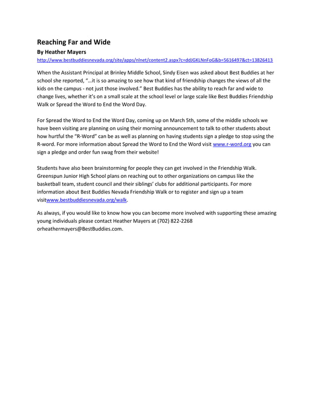 Best Buddies Blog Posts | PDF