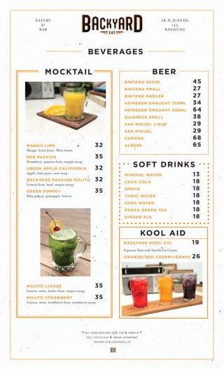 Design Menu Backyard | PDF