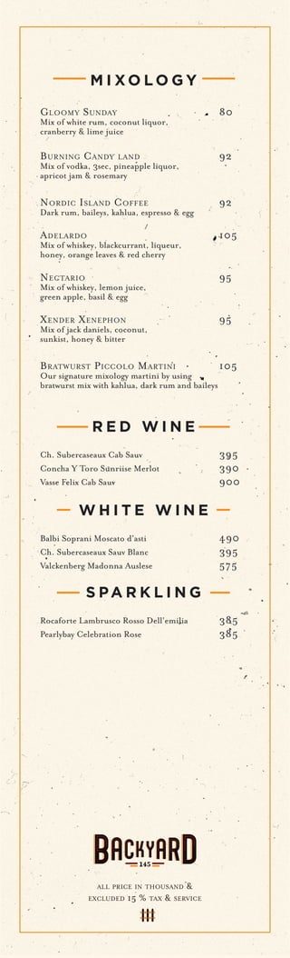 Design Menu Backyard | PDF