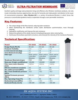 Ultrafiltration Membrane Catalog | PDF