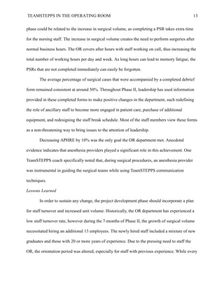 Implementation of TeamSTEPPS in the Operating Room a Quality Impr | PDF