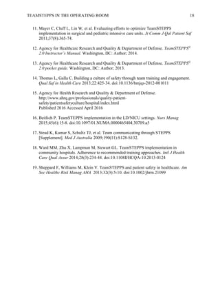 Implementation of TeamSTEPPS in the Operating Room a Quality Impr | PDF