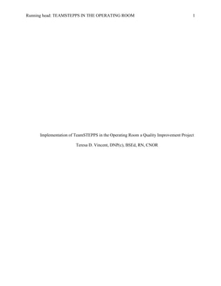Implementation of TeamSTEPPS in the Operating Room a Quality Impr | PDF