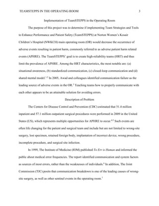 Implementation of TeamSTEPPS in the Operating Room a Quality Impr | PDF