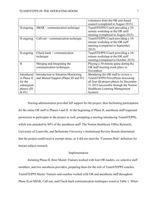 Implementation of TeamSTEPPS in the Operating Room a Quality Impr | PDF