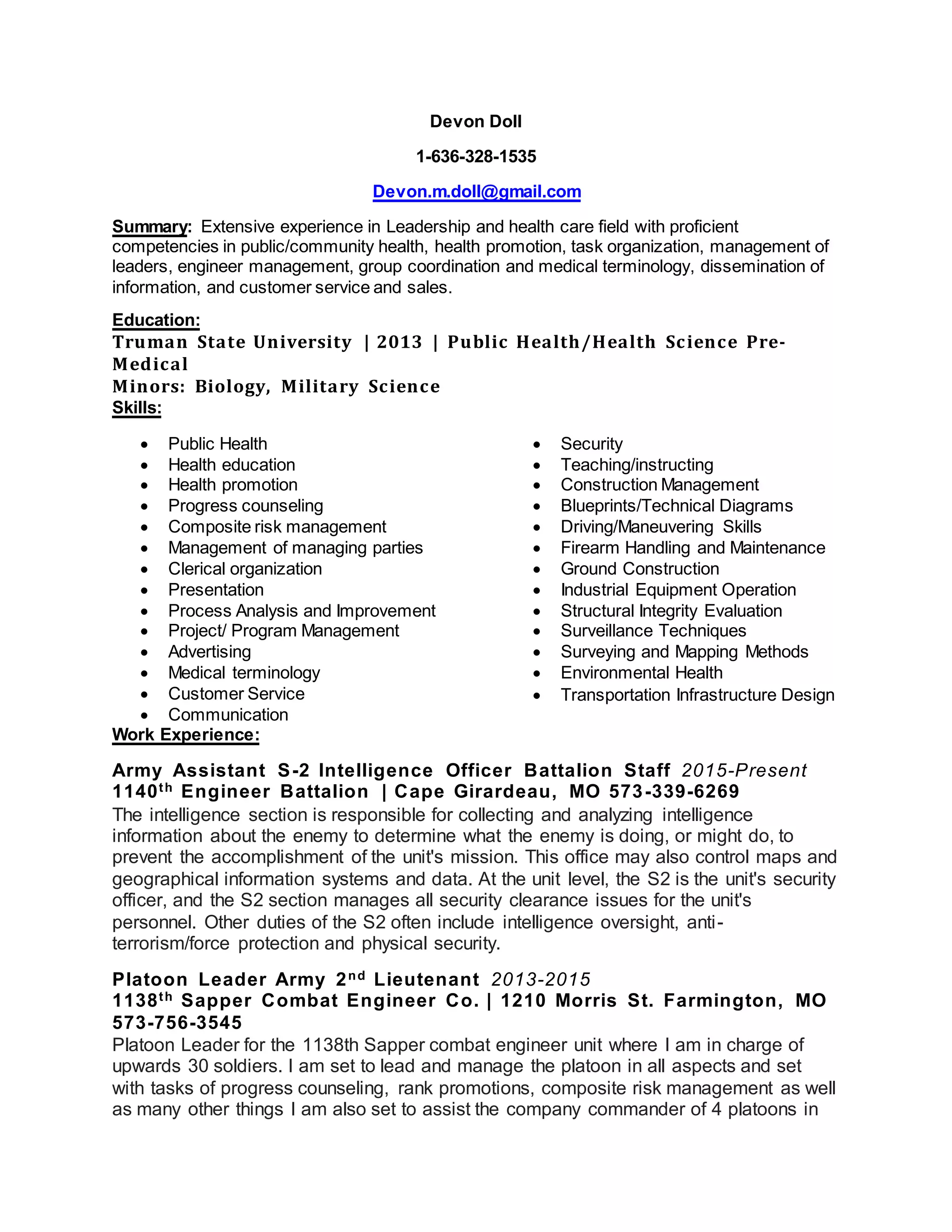 Devon Doll resume new (1) | PDF