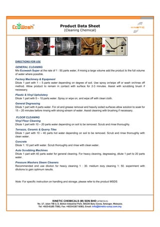 Ecowash Degreaser-PDS-Rev02 | PDF