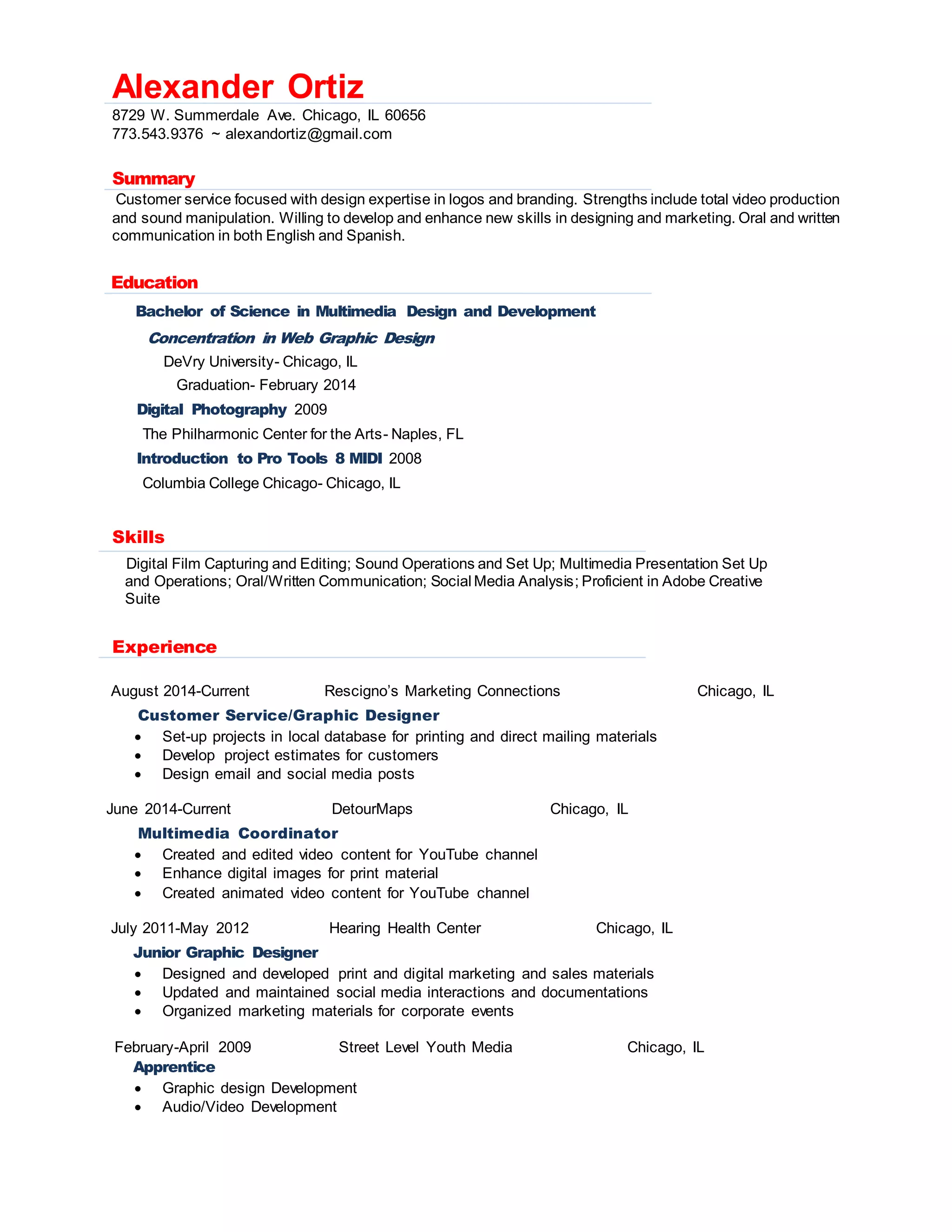 Alex Ortiz Resume | PDF