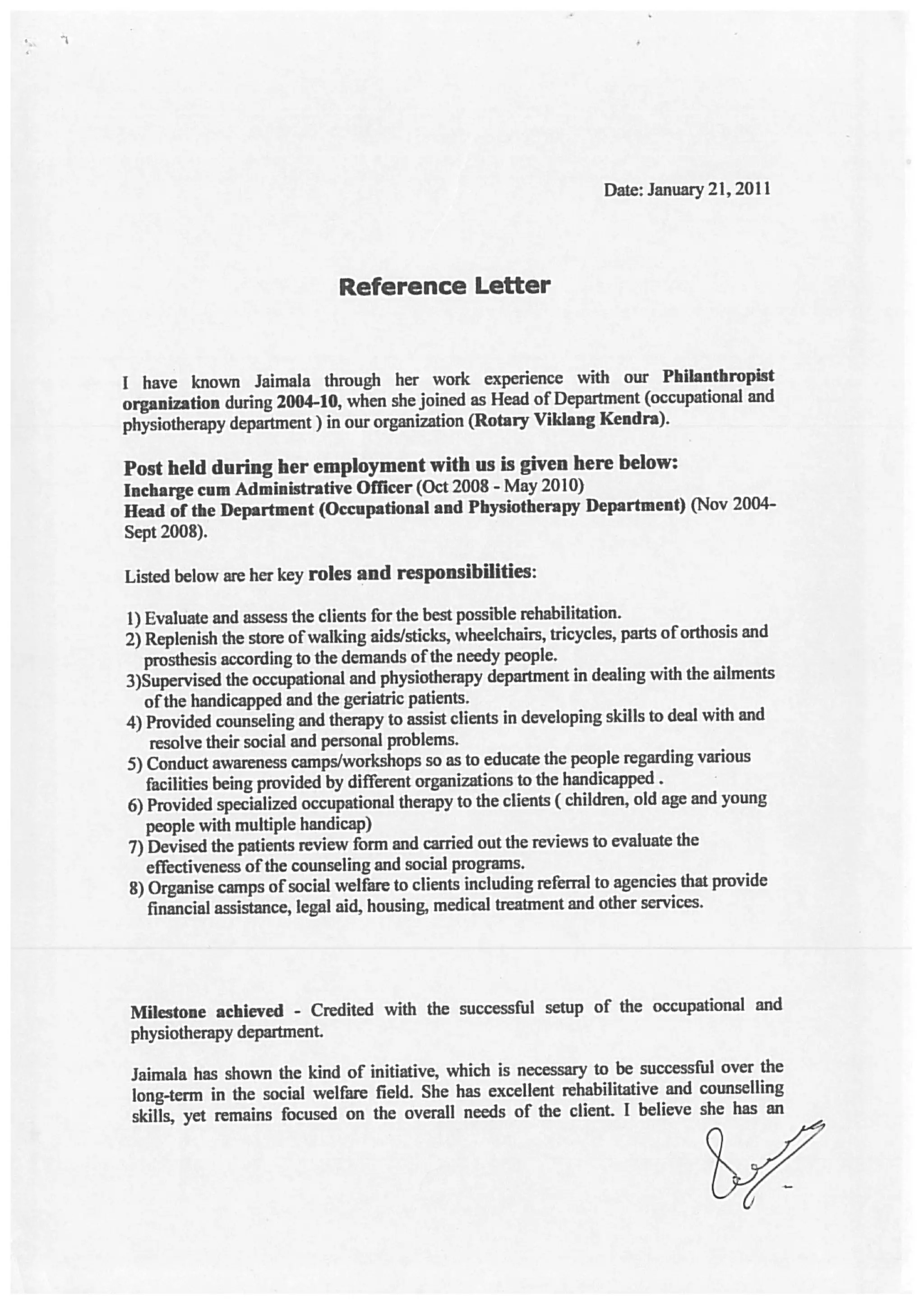 Rotary Viklang Kendra reference letter | PDF