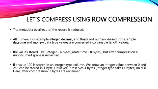 Data Compression In SQL | PPT