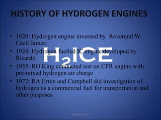Senior Year Project - Hydrogen Fuelled Engine | PPT
