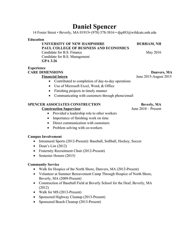 Daniel Spencer Resume | PDF