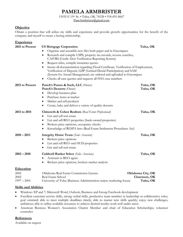 Pamela Armbrister Resume 2015 | PDF