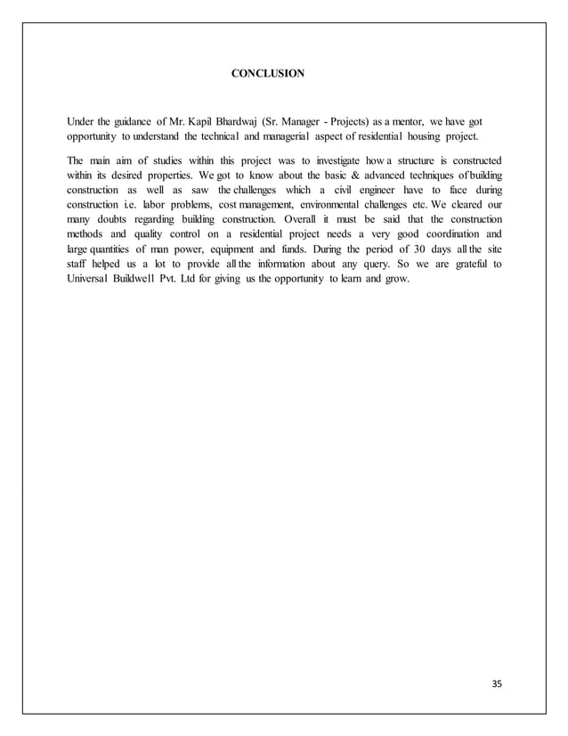 An Internship Report On Residential Building Construction Docx