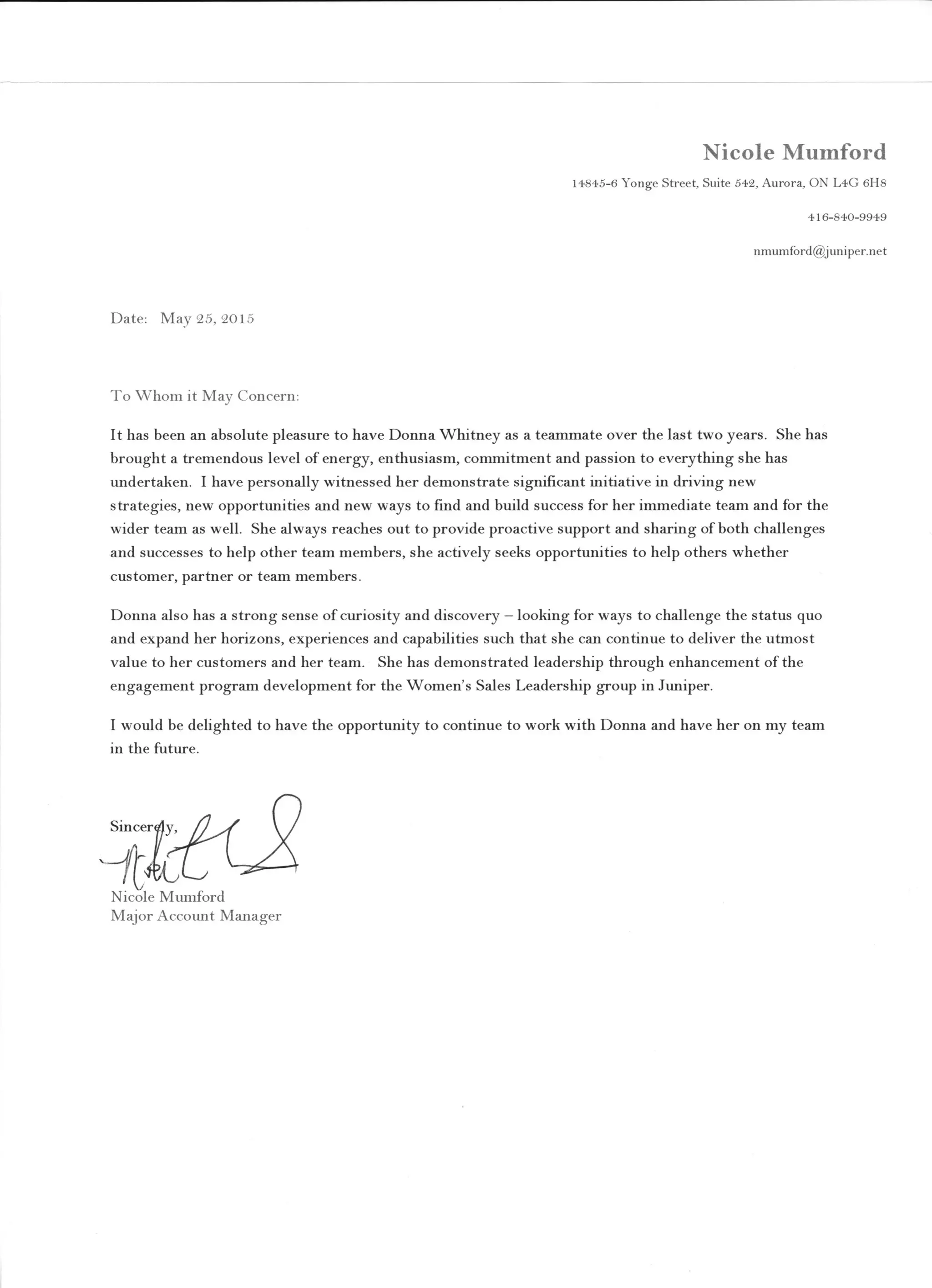 Nicole Reference Letter | PDF