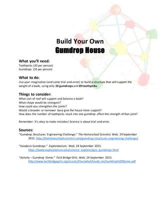 Tinkerer Tuesdays - Gumdrop House | DOCX