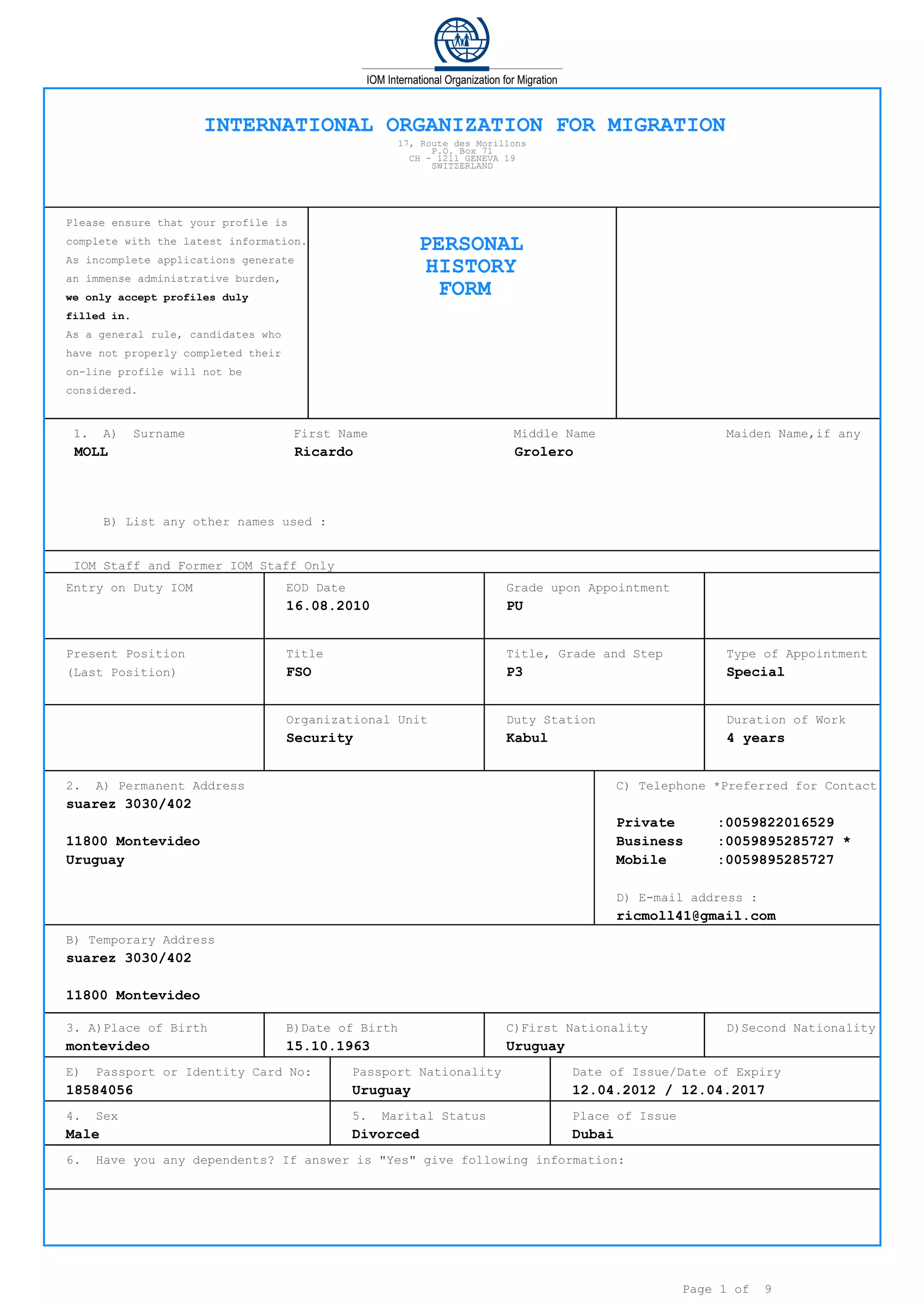 IOM History profile | PDF