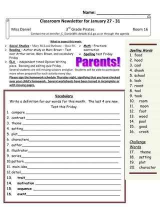 Classroom Newsletter - 3rd Grade | PDF
