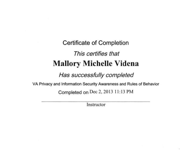 VA certificate | DOCX
