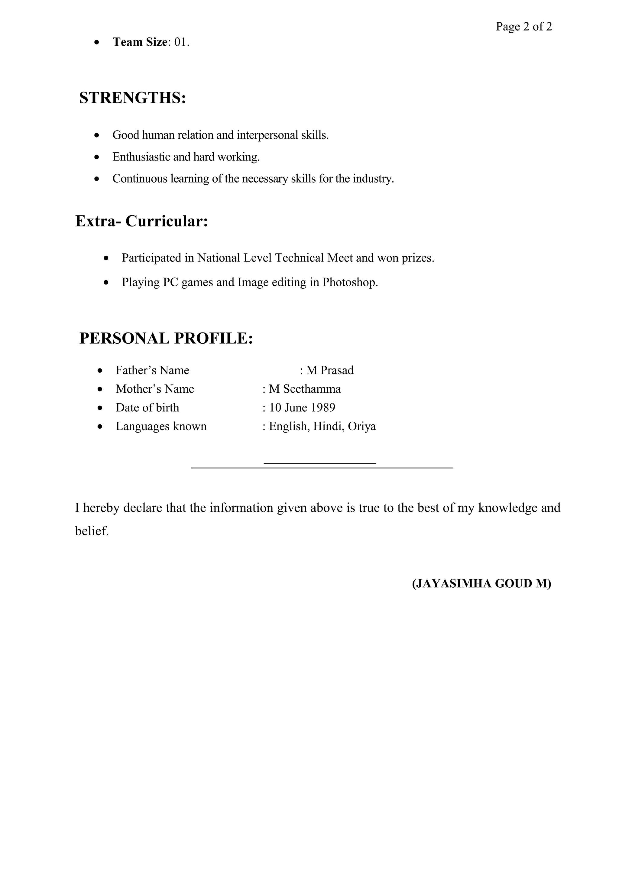 Jayasimha Resume 2014 | DOC | Programming Languages | Computing