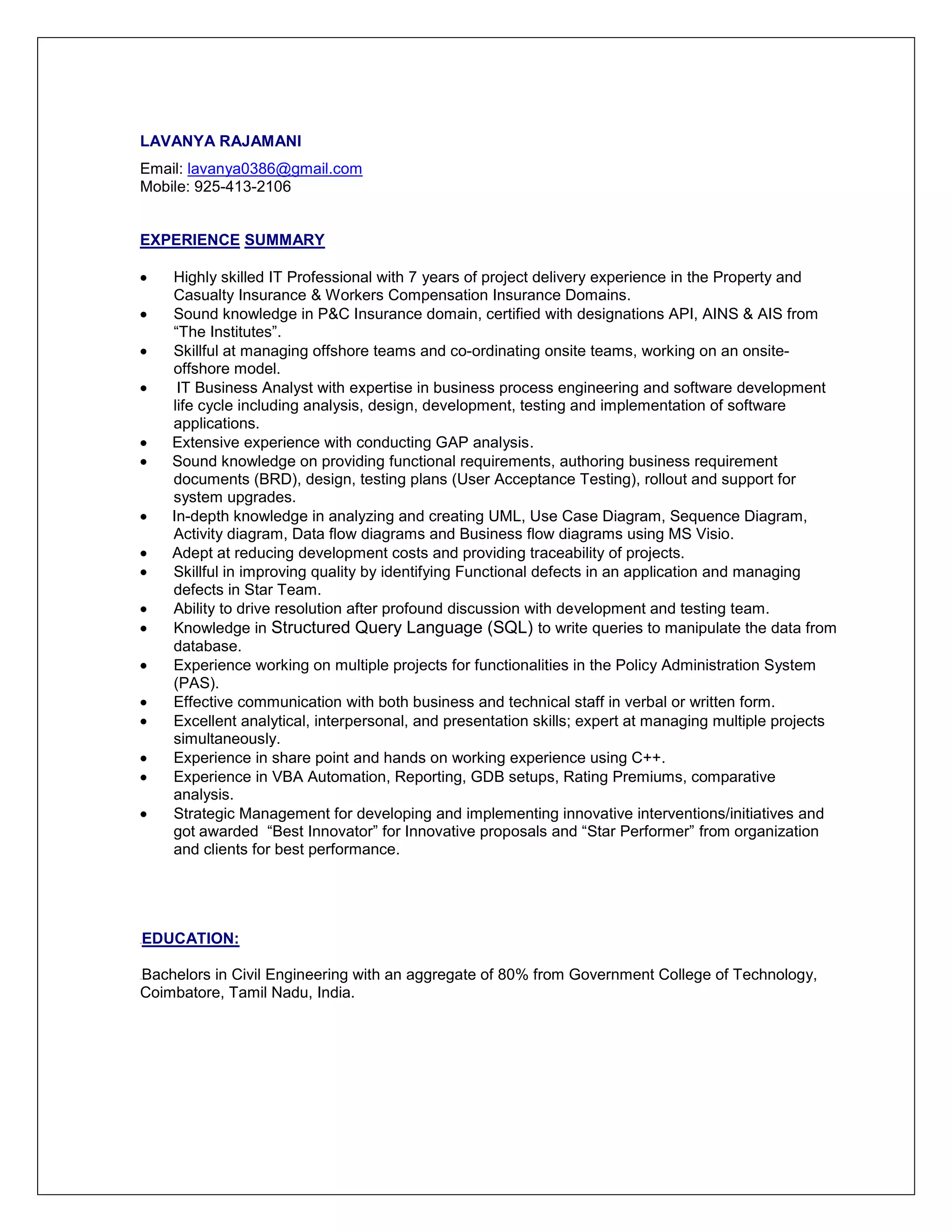 CV_Lavanya_Rajamani_BA | PDF