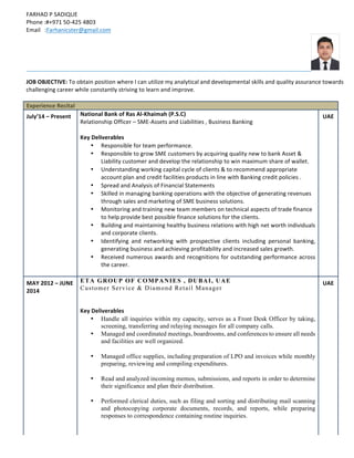 Resume - Farhad P Sadique | PDF