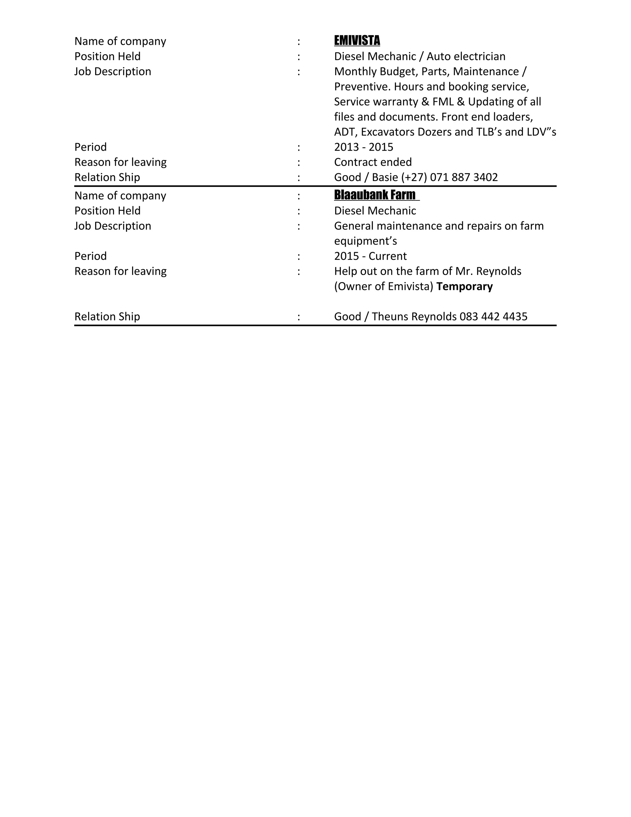 JOHAN BRITZ CV. | DOC