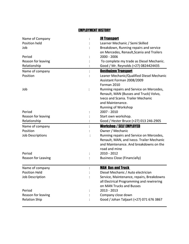JOHAN BRITZ CV. | PDF