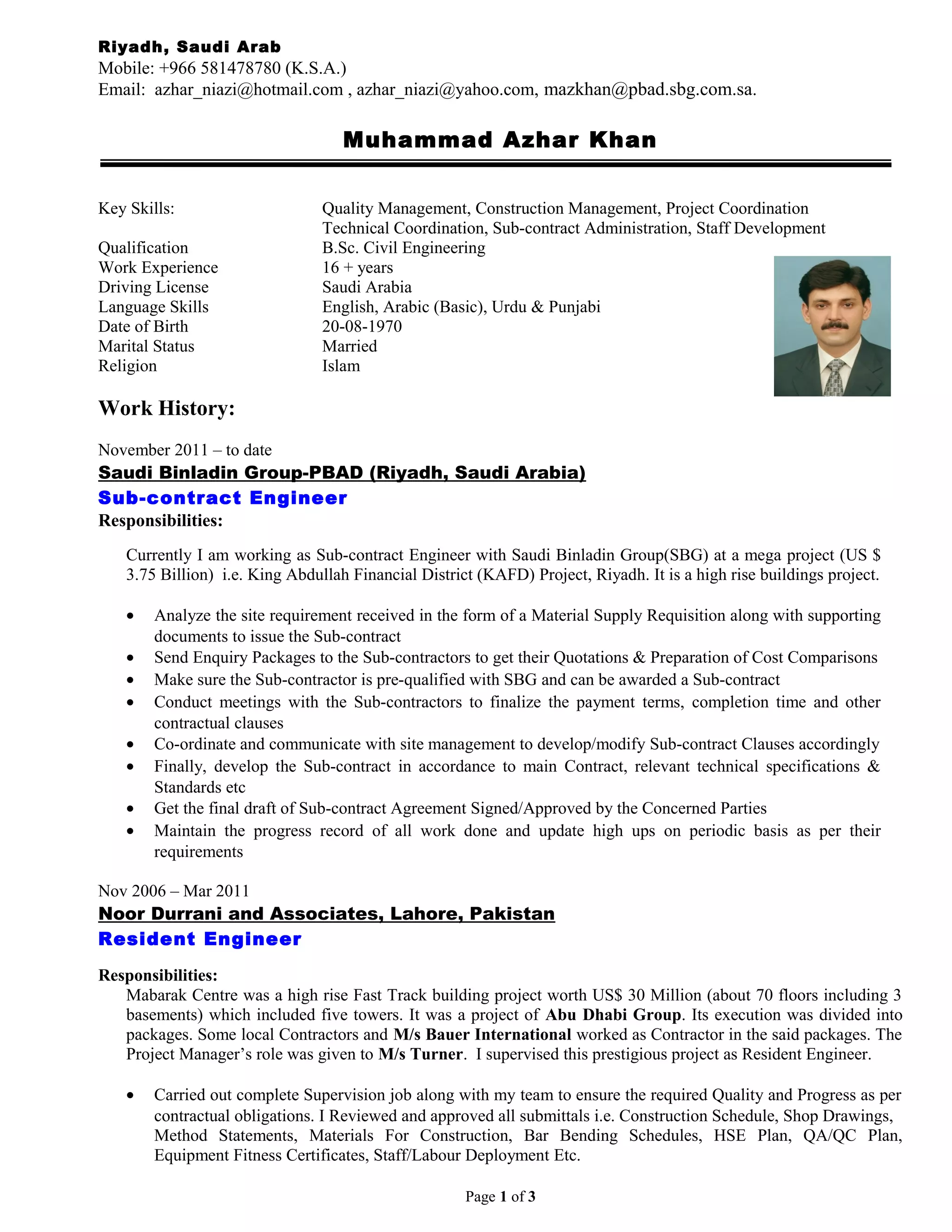 CV_ Azhar. (Civil_ Engr)... | PDF
