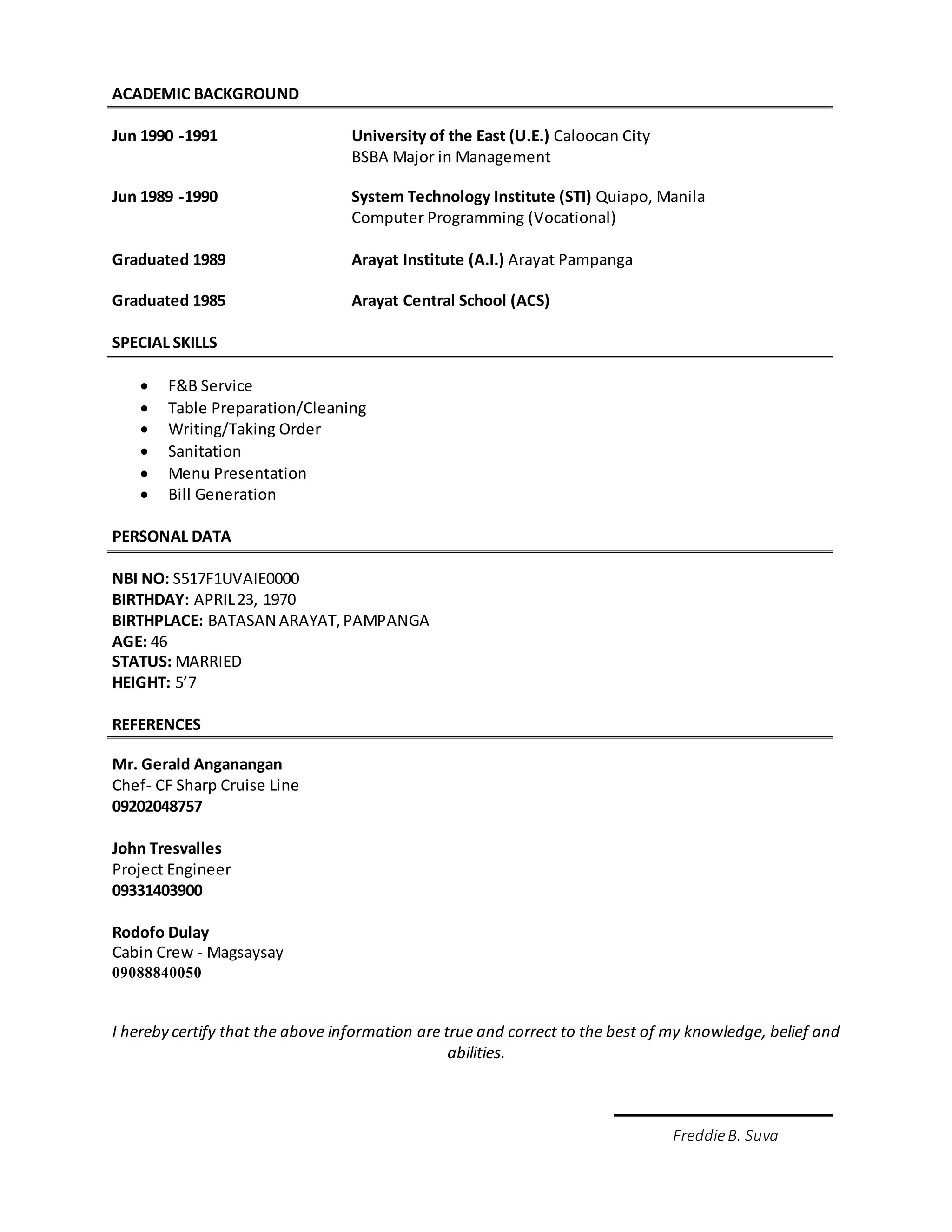 Freddie resume | DOCX