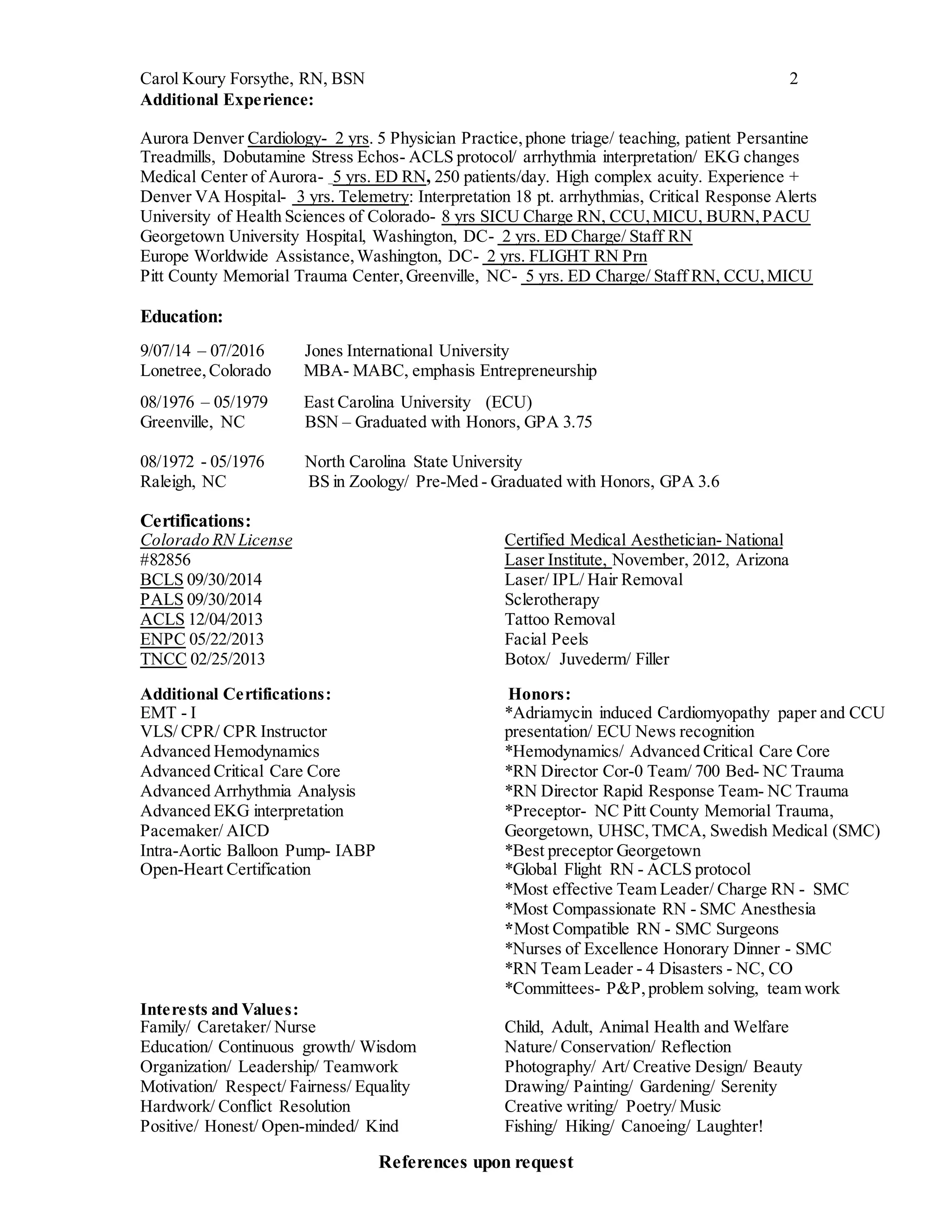2015 Carol Koury Forsythe Resume | PDF
