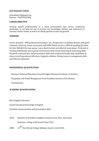 Recent Updated New ResumeJyoti resume | PDF