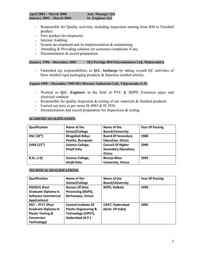 Professional Profile | DOC