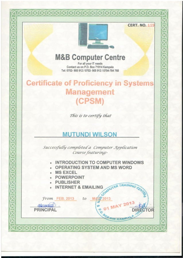 Computer Certificate | PDF
