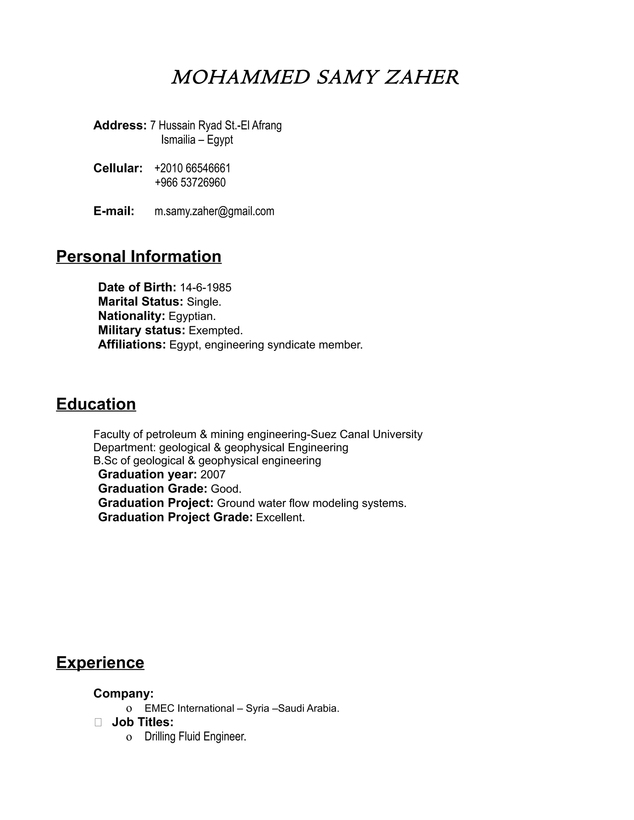 samy's resume | PDF