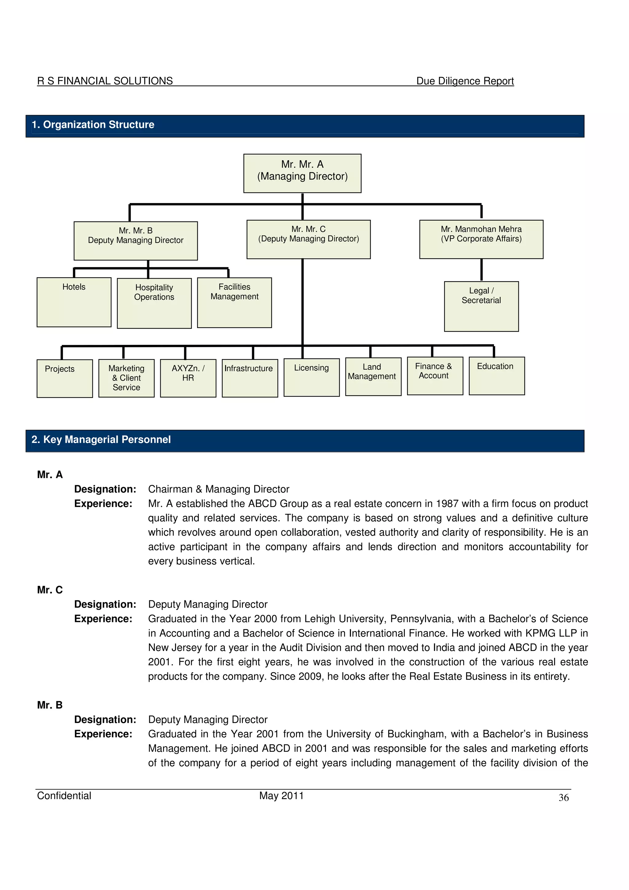 0 Sample Financial Due Diligence Report - VK | PDF
