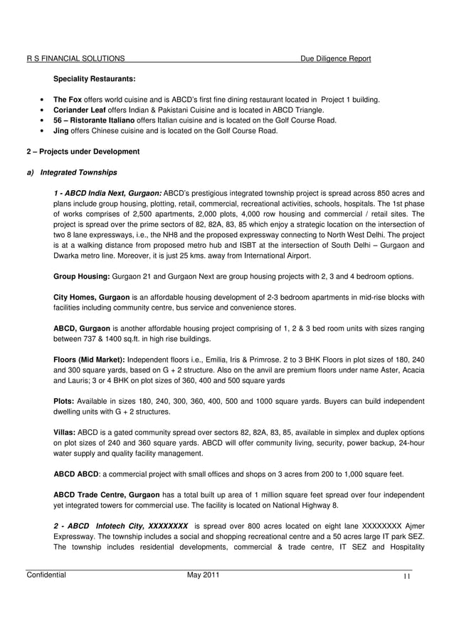 0 Sample Financial Due Diligence Report - VK | PDF | Business ...