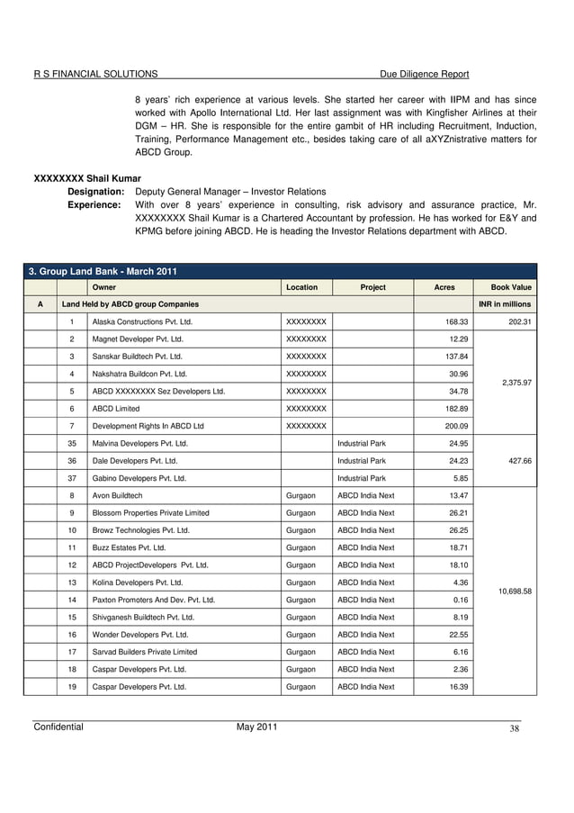 0 Sample Financial Due Diligence Report - VK | PDF | Business ...