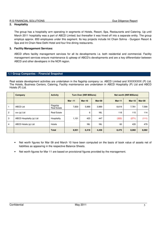 0 Sample Financial Due Diligence Report - VK | PDF | Business ...
