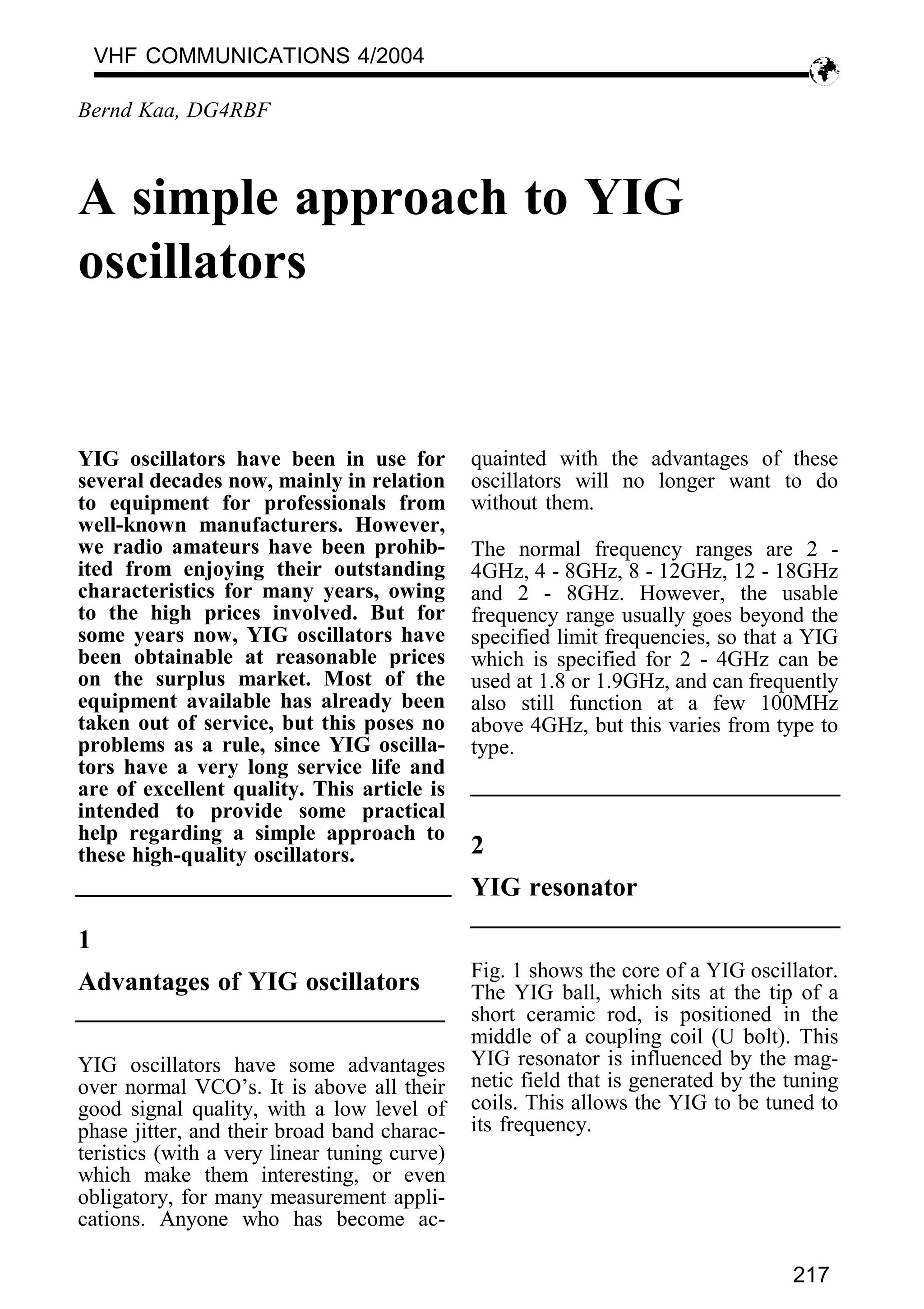 A Simple Approach tyo YIG Oscil | PDF