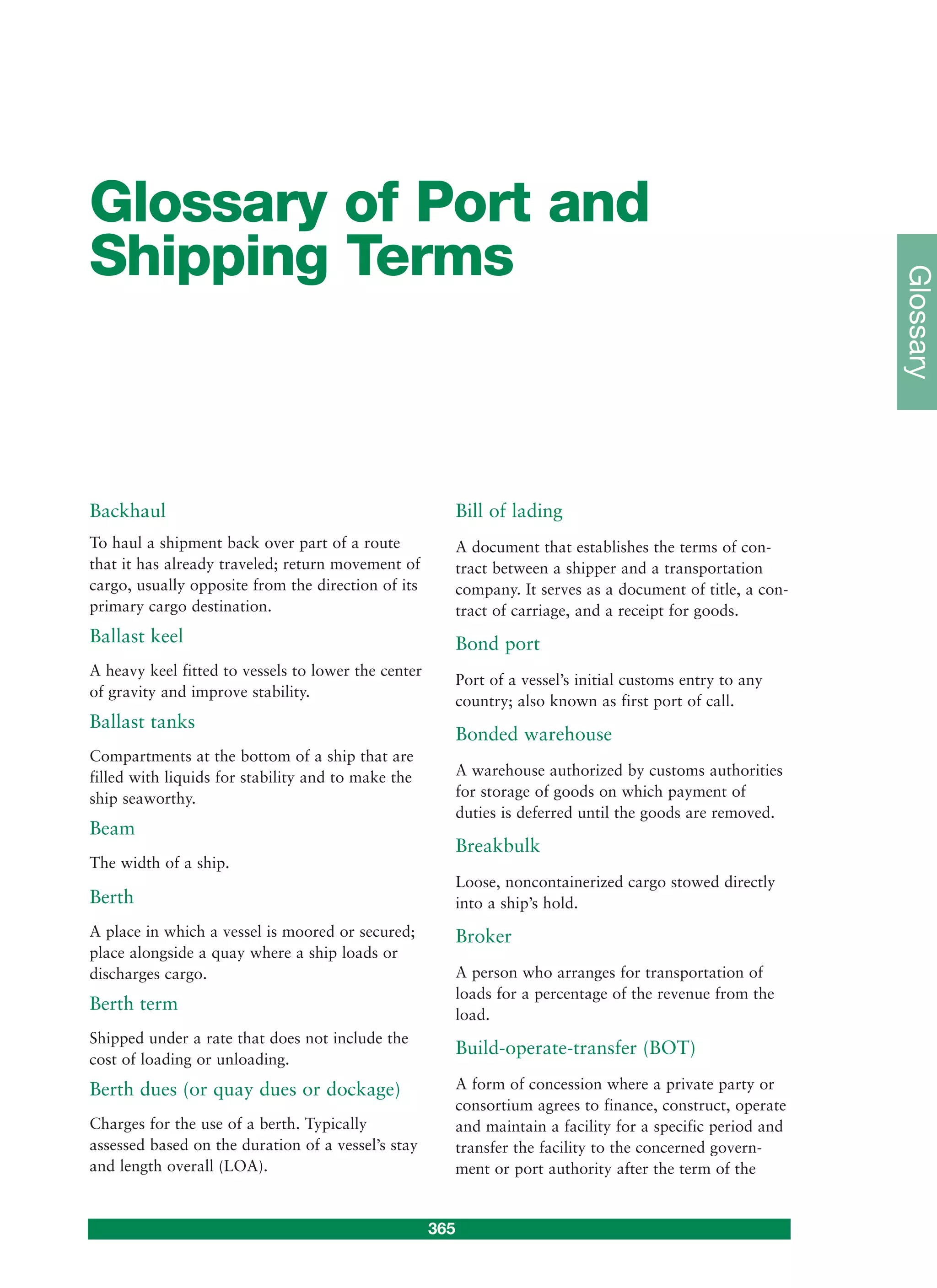 Glossary of Port and Shipping Terms | PDF