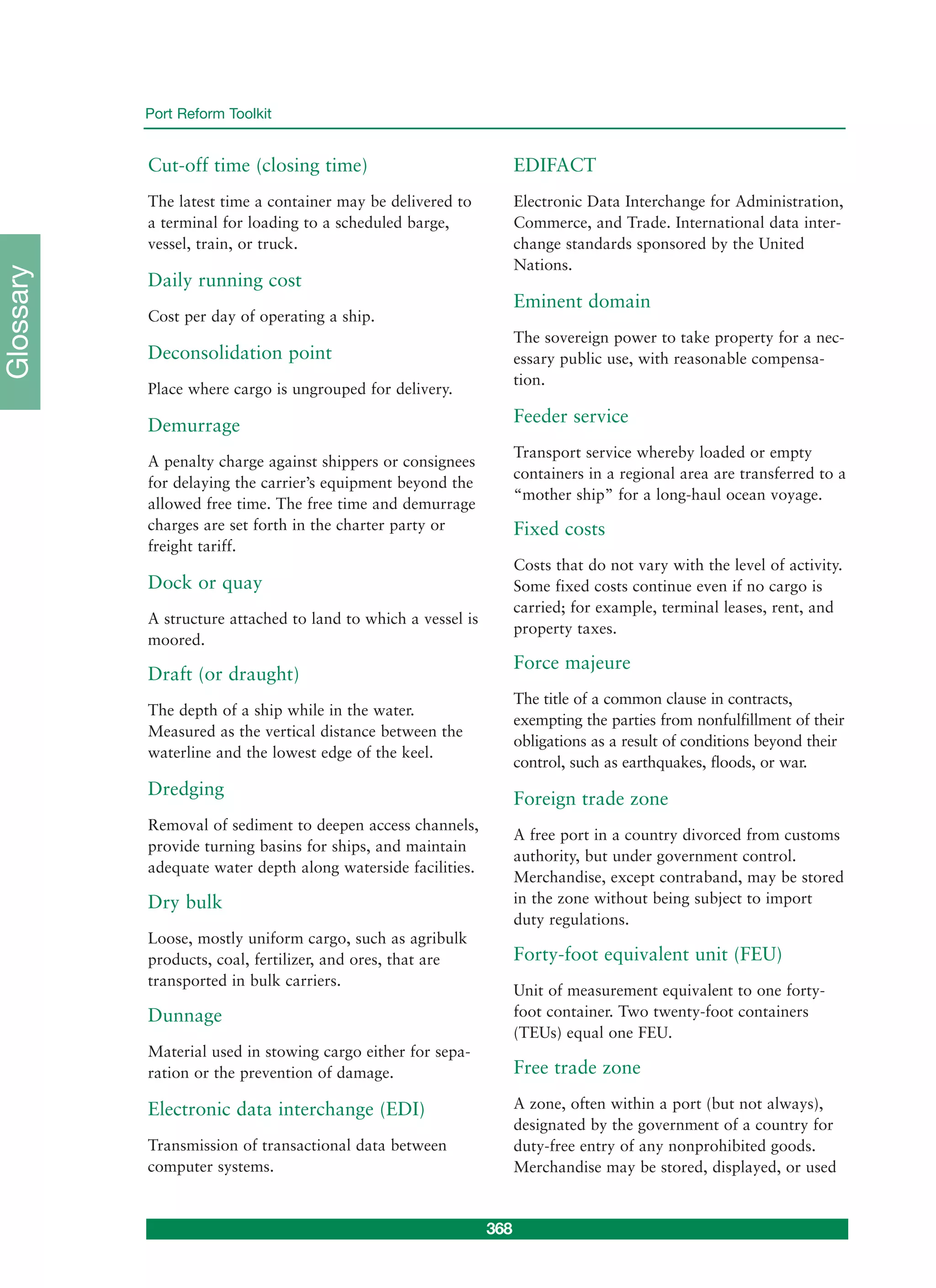 Glossary of Port and Shipping Terms | PDF