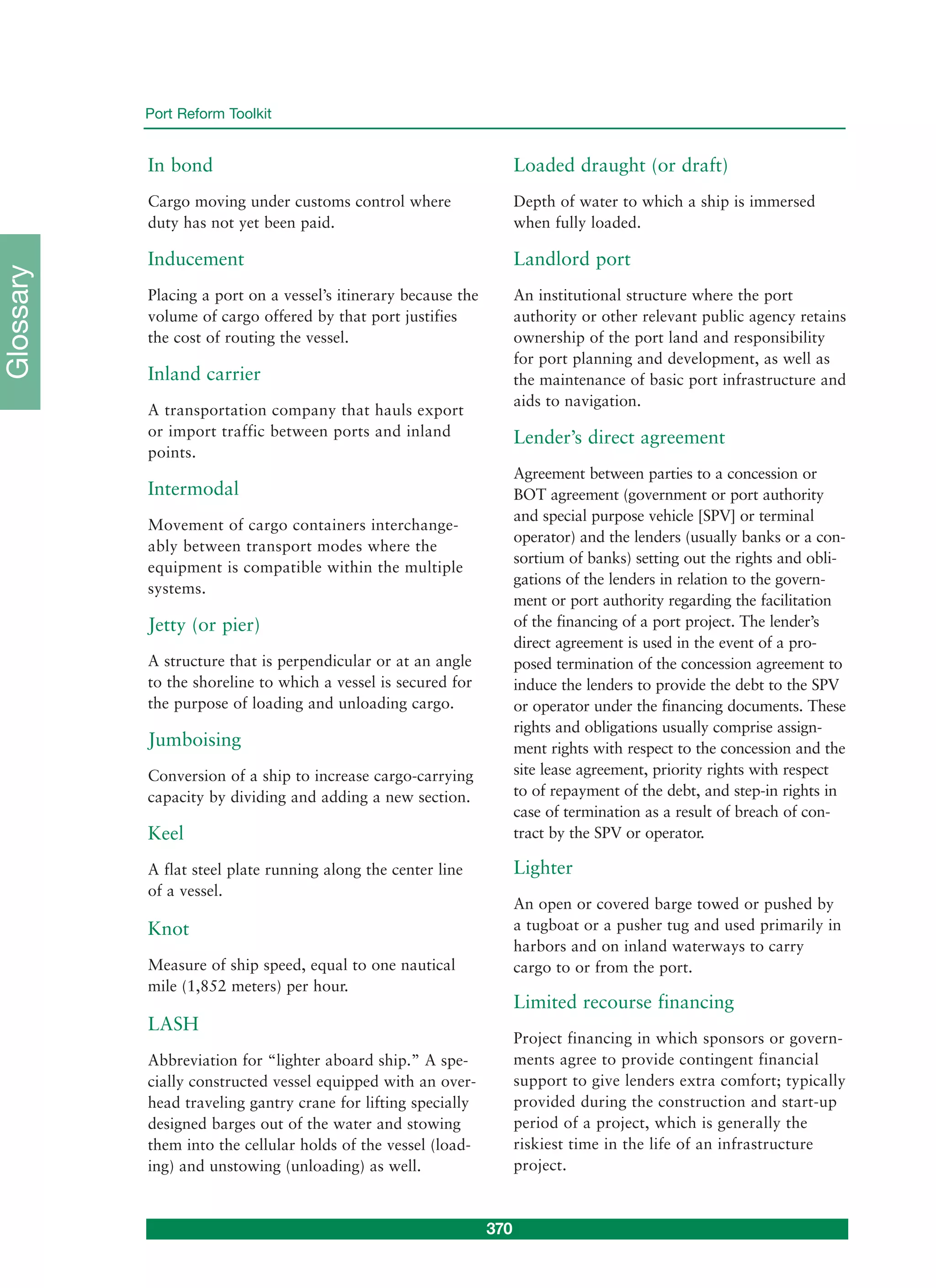 Glossary of Port and Shipping Terms | PDF