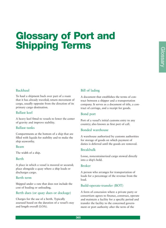 Glossary of Port and Shipping Terms | PDF | Cruises | Travel Type