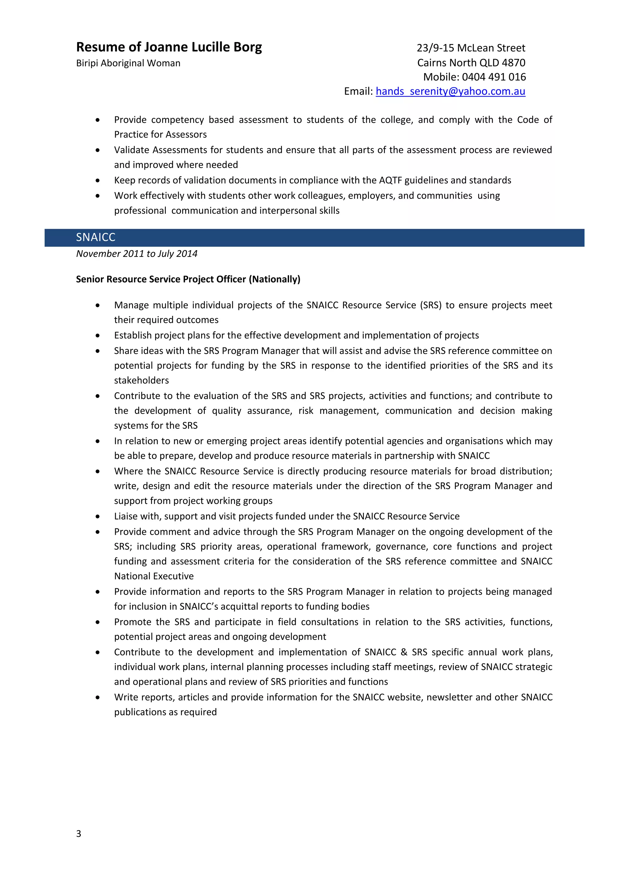 Resume of Joanne Lucille Borg | PDF