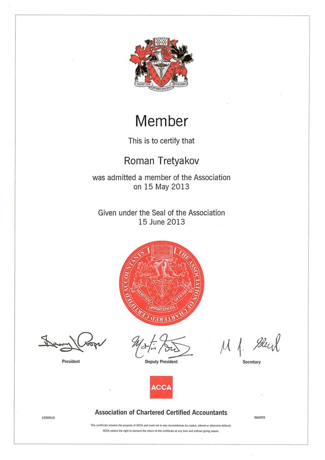 ACCA membership certificate | PDF