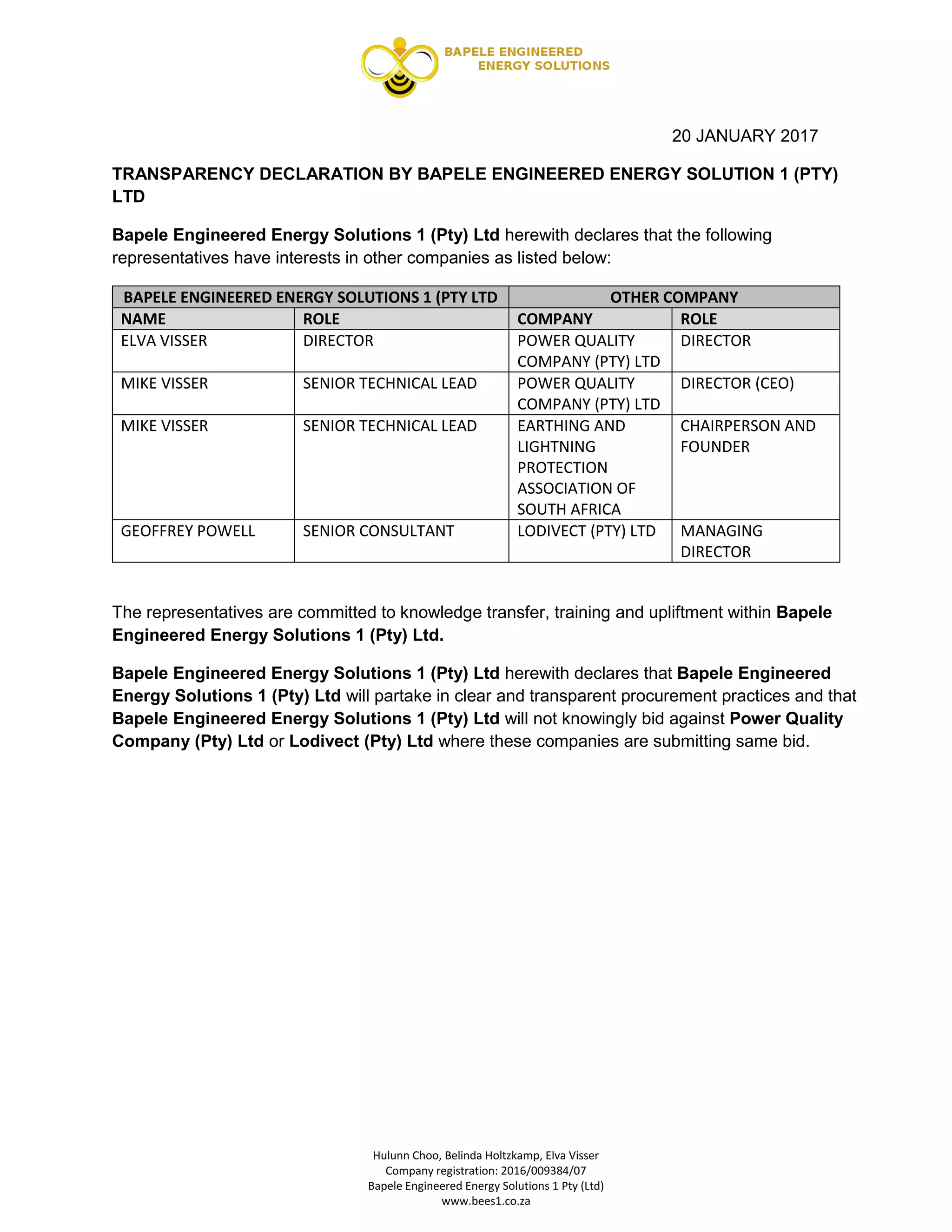 DECLARATION BAPELE 2017 | PDF